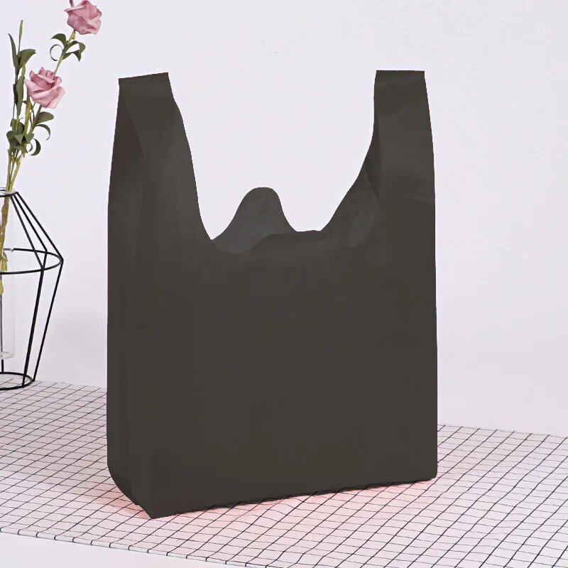 Черная нетканая сумка для покупок 30x50x14 см