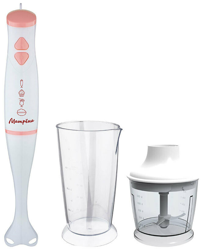 Блендер погружной Матрёна МА-052, белый/розовый