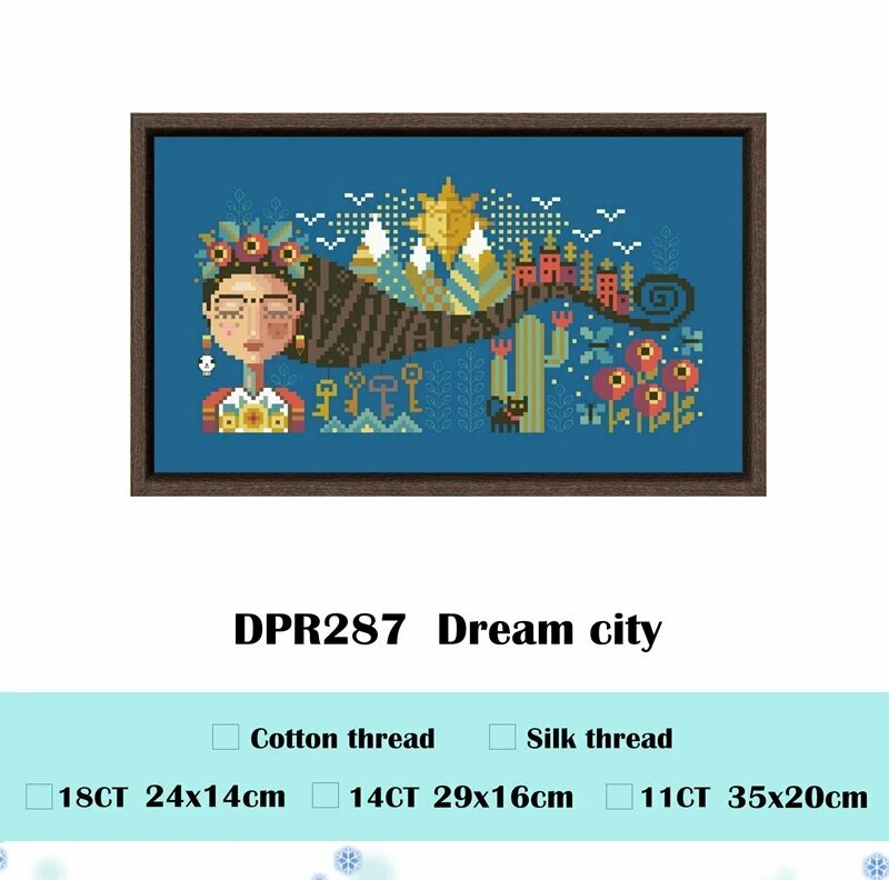 Набор для вышивки крестиком Dreampattern Девушка с длинными волосами 18/14/11 ct Желтый