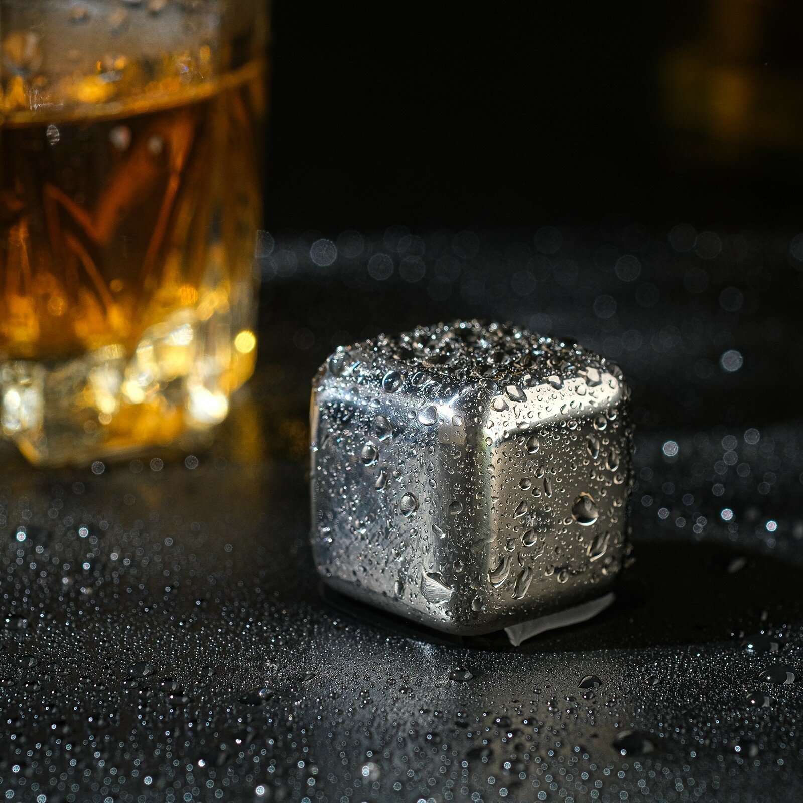 Камень для виски охлаждающий, размер 2.7×2.7 см, нержавеющая сталь