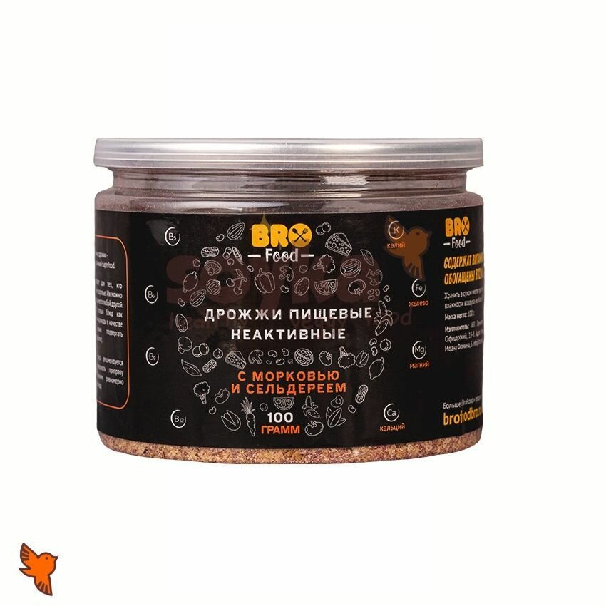 Дрожжи пищевые неактивные с морковью и сельдереем (банка) BroFood, 100г