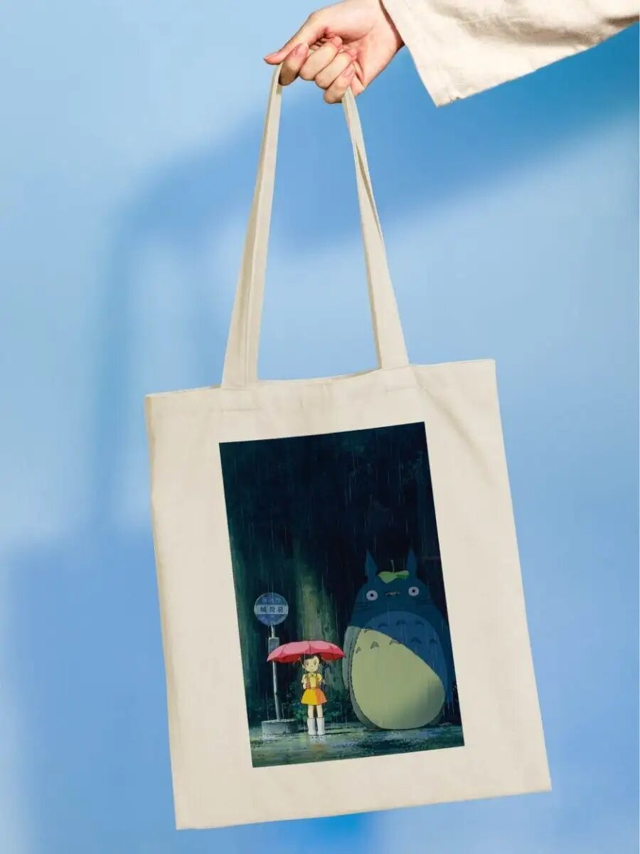 Сумка шоппер  с принтом аниме Тоторо