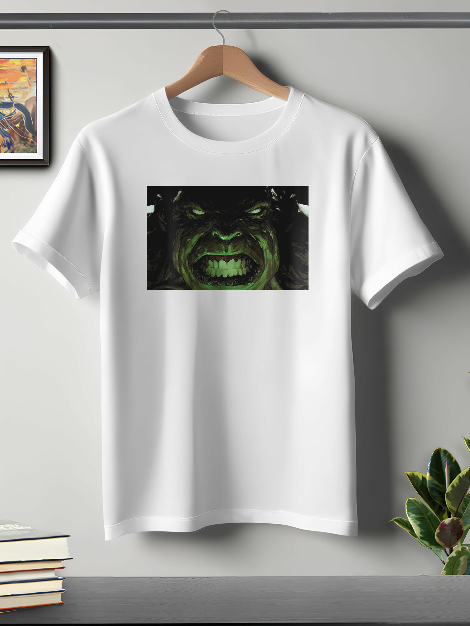 Футболка  Детская ONEQ 152 (12-13) размер с принтом Халк, белая