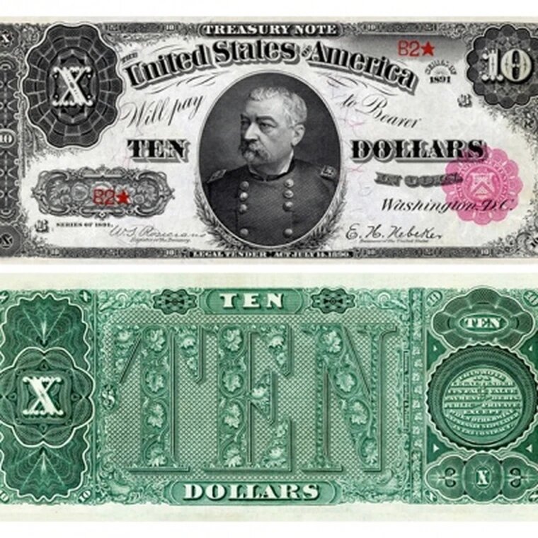 США 10 долларов серия 1891 года, сувенирная копия, банкноты и купюры редкие коллекционные
