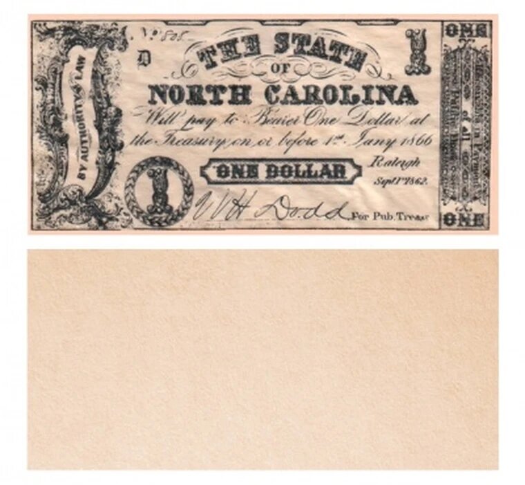 1 доллар 1862 США, штат Северная Каролина, сувенирная копия, банкноты и купюры редкие коллекционные