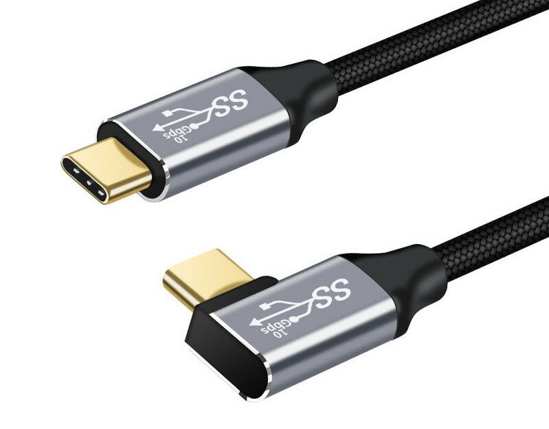 Игровой Type-C кабель с угловым USB-C разъемом 5-20A 100W 10Gbps, 2 метра
