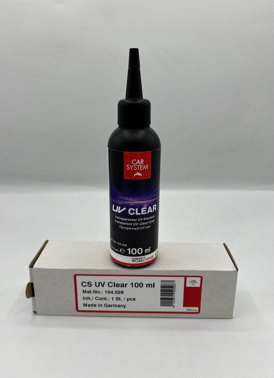 Лак для сколов и точечного ремонта CarSystem UV CLEAR (100мл), УФ-отверждения, прозрачный автомобильный — фото 1
