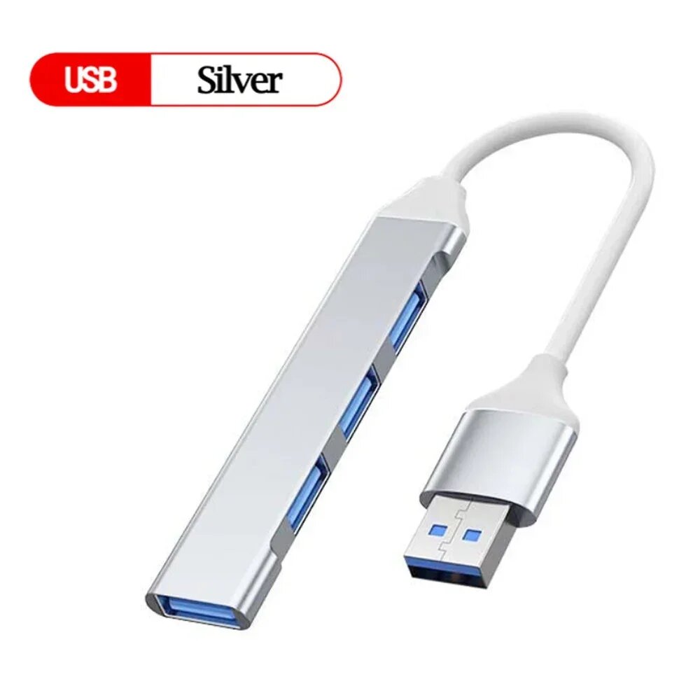 ICANING 4-портовый USB концентратор 3.0 USB White Silver