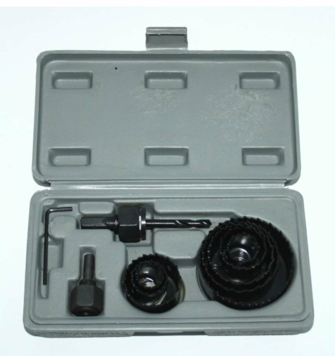 Набор кольцевых пил Калибр 001606, по дереву, 9 штук, с кейсом