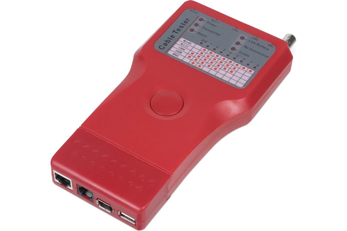 Тестер Cabeus CT‑SLT‑5‑1 для витой пары, коаксиала и USB с батареей, светодиодной индикацией