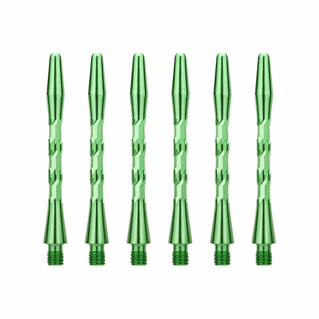 Дартс, Аллюминиевые стержни для дротиков с молнией - зеленые, 6 шт