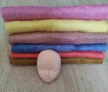 Новинка, 8-слойная льняная вата, набор - 6 шт. + личико, размер 20 см * 12 см, цветная, окрашенная, для ватных игрушек, кукол