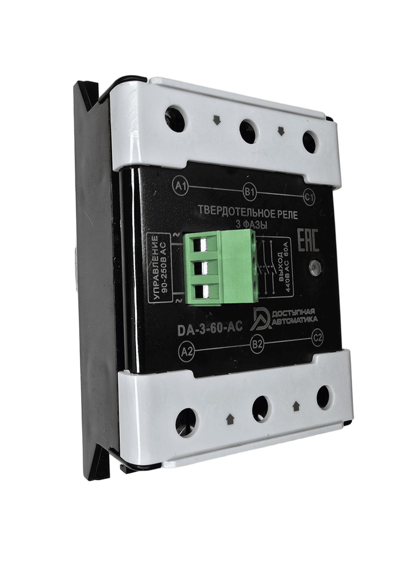 DA-3-60-AC Твердотельное реле 3 фазы 24-440В AC 60А, управление 90-250В AC