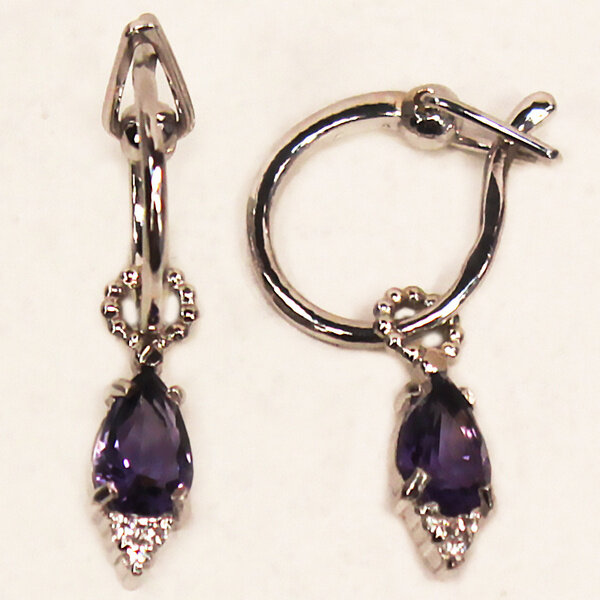 Серьги, серебро, 925 проба, родирование, кристалл, фианит