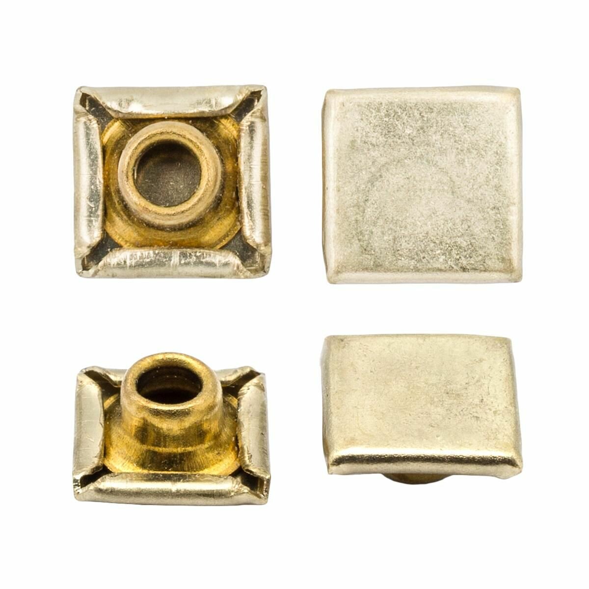 Хольнитен джинсовый BIG 7х7 мм, "Квадрат" цветной металл без гвоздя, золотистый, 50 шт (53442)