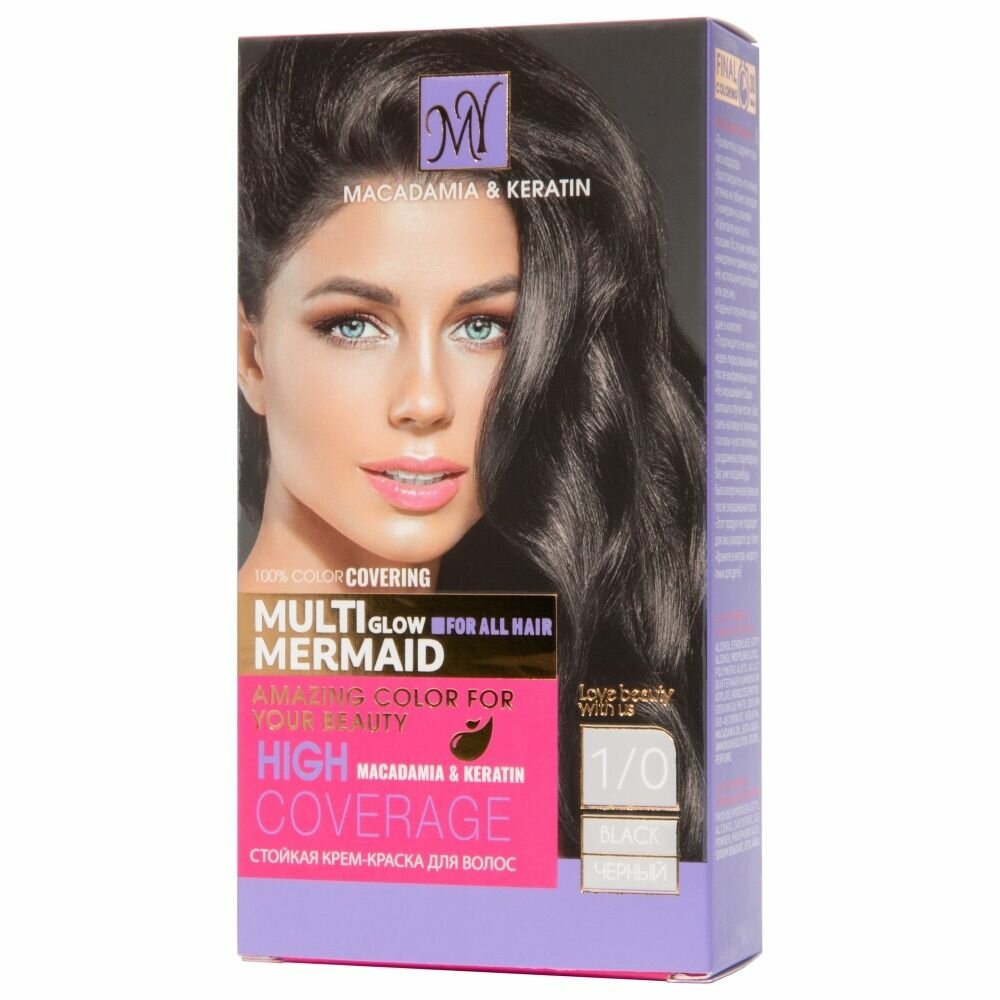 Крем-краска для волос My тон 1/0 Черный, эмульсия, шапка, перчатки