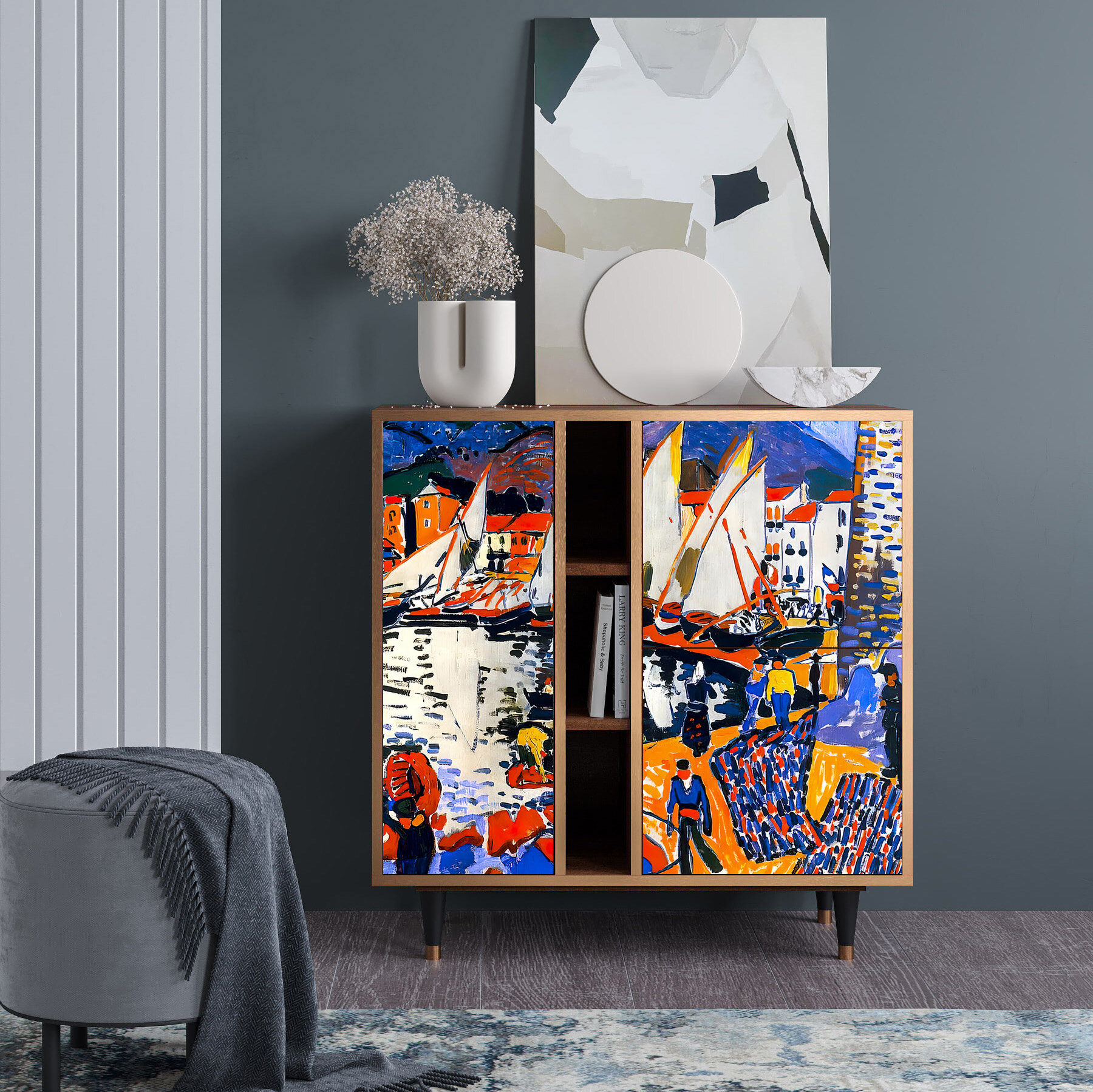 Комод - STORYZ - BS5 Le Sechage des voiles by Andre Derain, Размер - 94 x 96 x 41 см, Цвет корпуса - , Орех