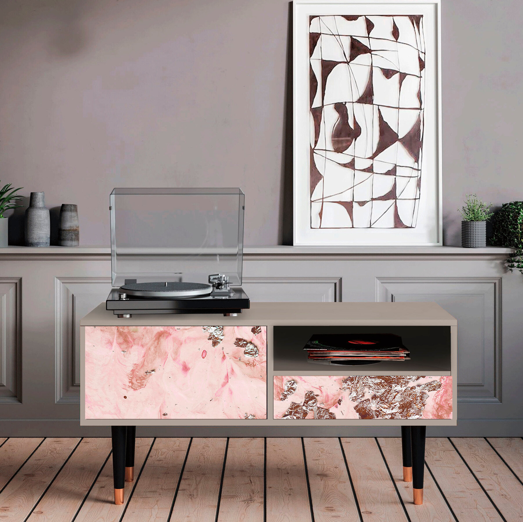 ТВ-Тумба - STORYZ - T3 Cotton Candy, Размер - 115 x 59 x 48 см, Цвет корпуса - , Сатин
