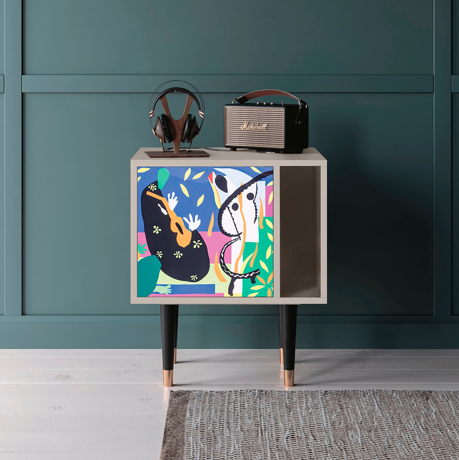 Прикроватная тумба - STORYZ - S2 La Tristesse du Roi by Henri Matisse , Размер - 58 x 69 x 48 см, Цвет - Сатин