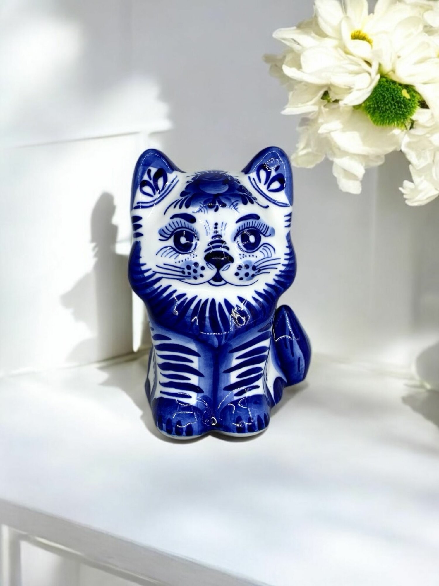 Фарфоровая статуэтка "Кот" гжель фарфор ручная работа