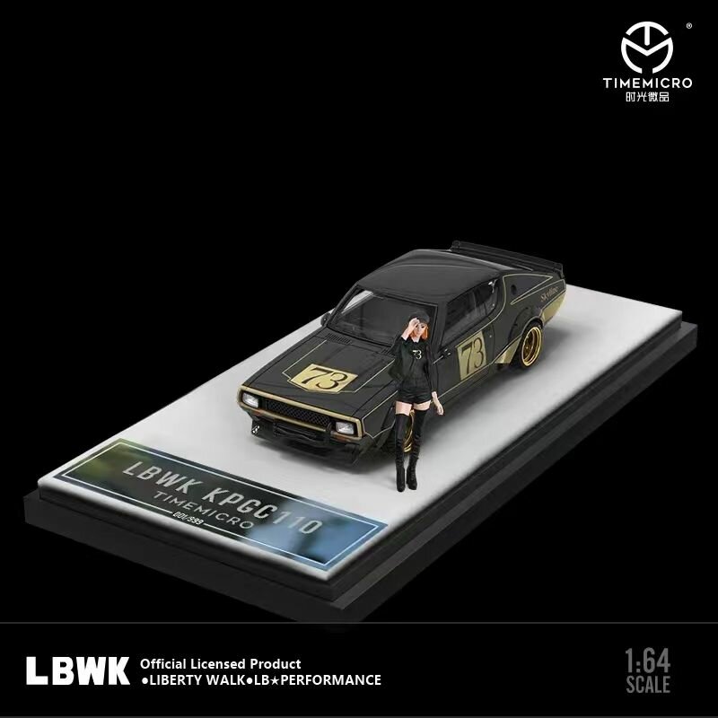 Машинка Time Micro 1:64 Nissan KPGC110 LB Black doll coating model Die-cast Alloy Car Model Collection Toy Gift
