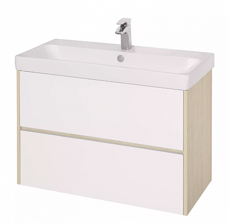 Тумба с раковиной Акватон 1A2519K0SDB20 Сканди 90 белый/дуб верона/ 1WH501629 Раковина Адриана 90