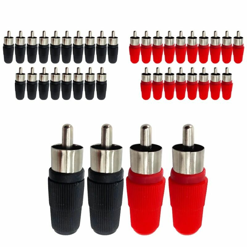 AV Male RCA Round Hat Connectors Пластиковый корпус Стерео Аудио Разъем Канал Двойной Разъем DIY