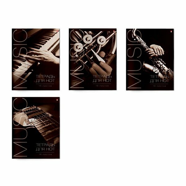 Тетрадь для нот Альт, А4 (200 х 284 мм) 16 л, Арт. 5-16-008, обложка в ассортименте. Набор 4 шт.