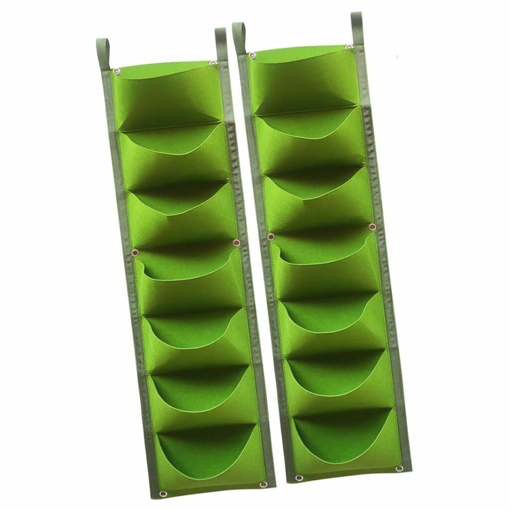 Горшок для цветов, Две упаковки, сумка для посадки растений на стену, озеленение балкона, выращивание цветов и деревьев-зеленый