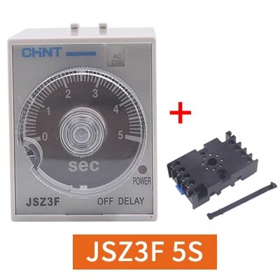 Реле времени H3Y JSZ3F 1s/5s/10s/30s/60s/2 мин./3 мин, цифровой таймер с задержкой управления отключением, на Din-рейке, 24 В постоянного тока, 220 В переменного тока, 380 В переменного тока, JSZ3F-5s with base, AC220V