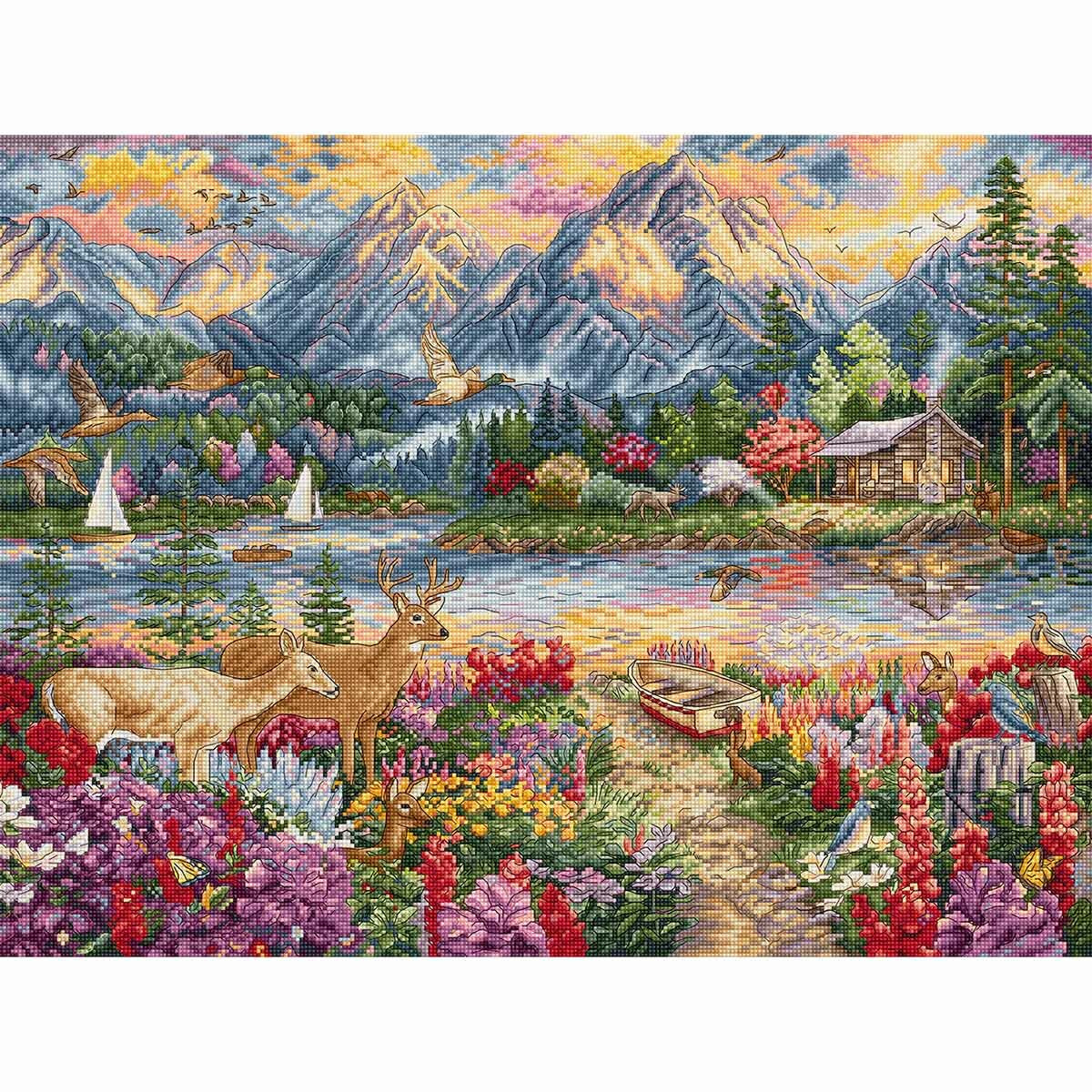 Набор для вышивания 'Весеннее величие гор', размер 45 х 34 см, LetiStitch