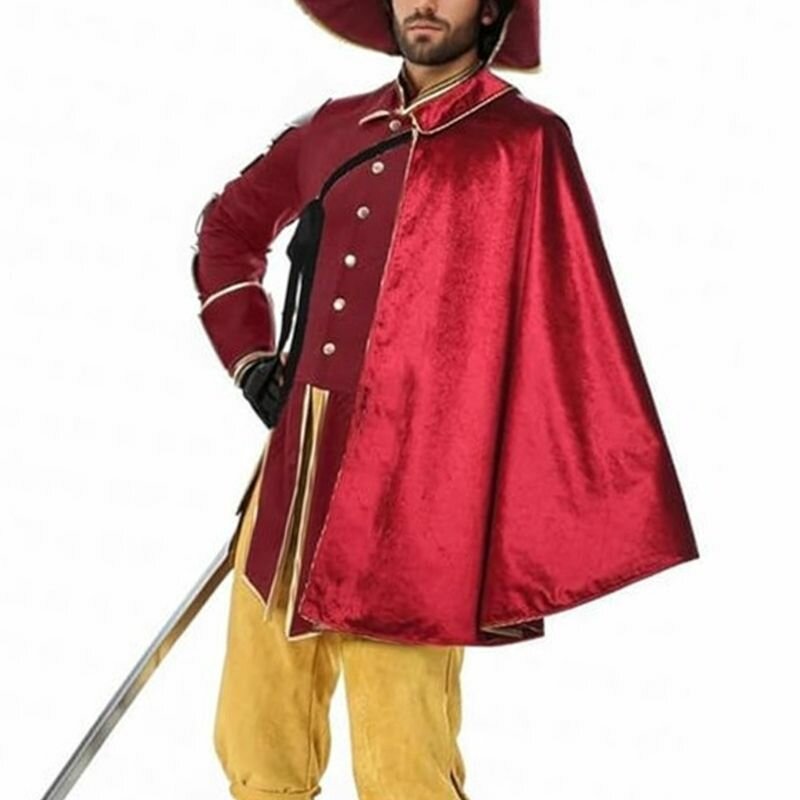 Плащ на Хэллоуин, Рыцарский плащ, Однослойная одежда для Двоих-Большой Красный-100 см