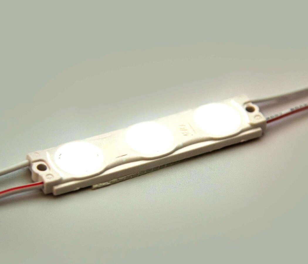 LED modul PCB-12-3SMD2835-W ELF-STD 115Lm, 12V, 1.05W, White, 160гр, IP65, Модуль светодиодный белый, 69х16х7мм, ELF, Р