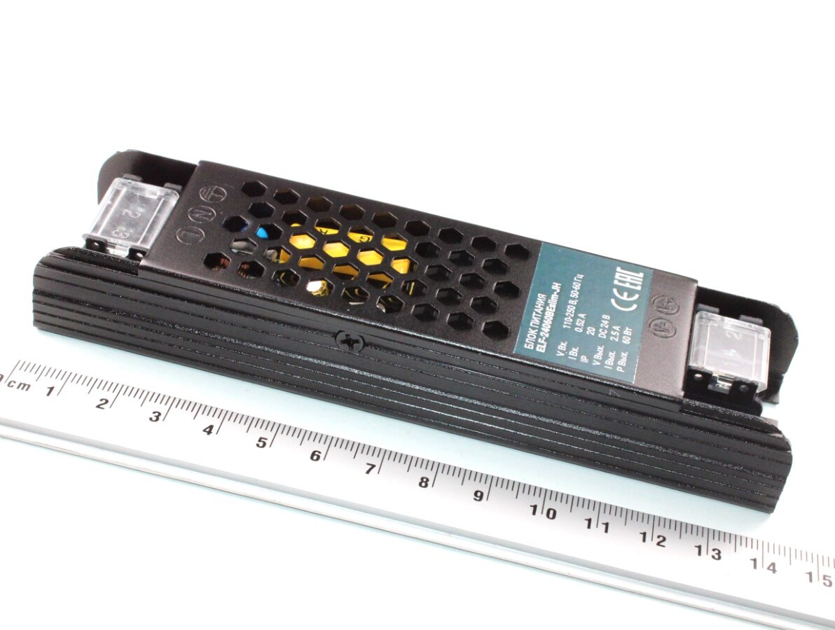 24V, 60W, 2.5A, 198-242VAC ELF-24060BEslim Black, Модуль питания сетевой (блок питания с винтами), ELF, Чёрный корпус