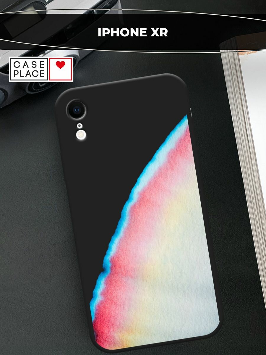 Черный матовый чехол на Apple iPhone XR / Айфон XR с принтом Слияние красок
