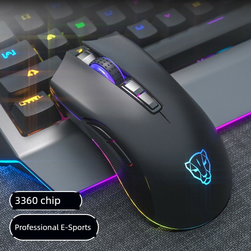 Mobap V70 Проводная игровая мышь для ПК и ноутбука черного цвета, высокоточная эргономичная конструкция,