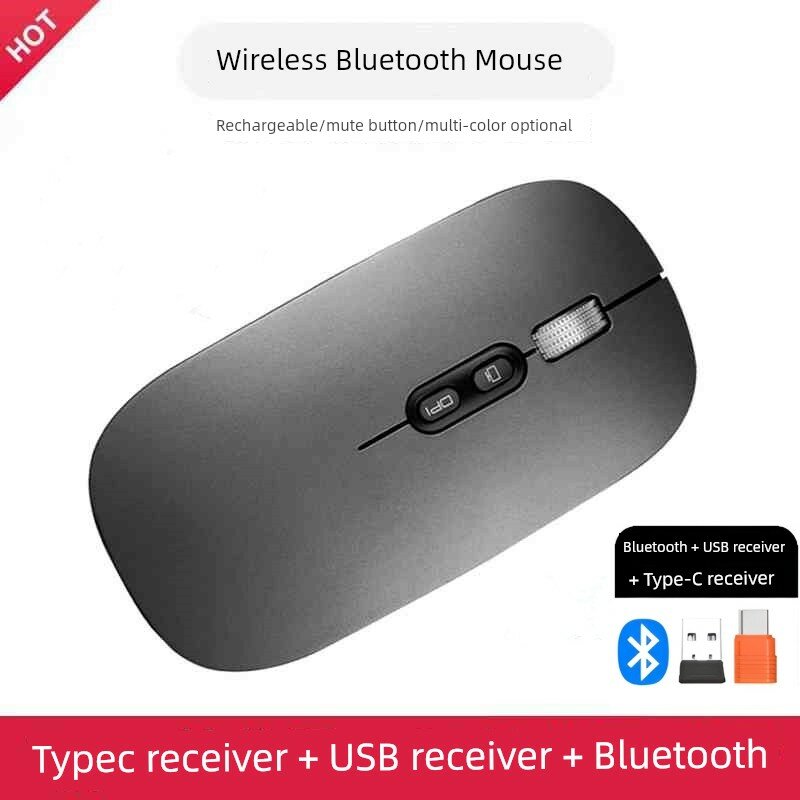 Беспроводная мышь Bluetooth, бесшумная, перезаряжаемая, мышь для игр, офиса, дома, настольного компьютера, ноутбука,