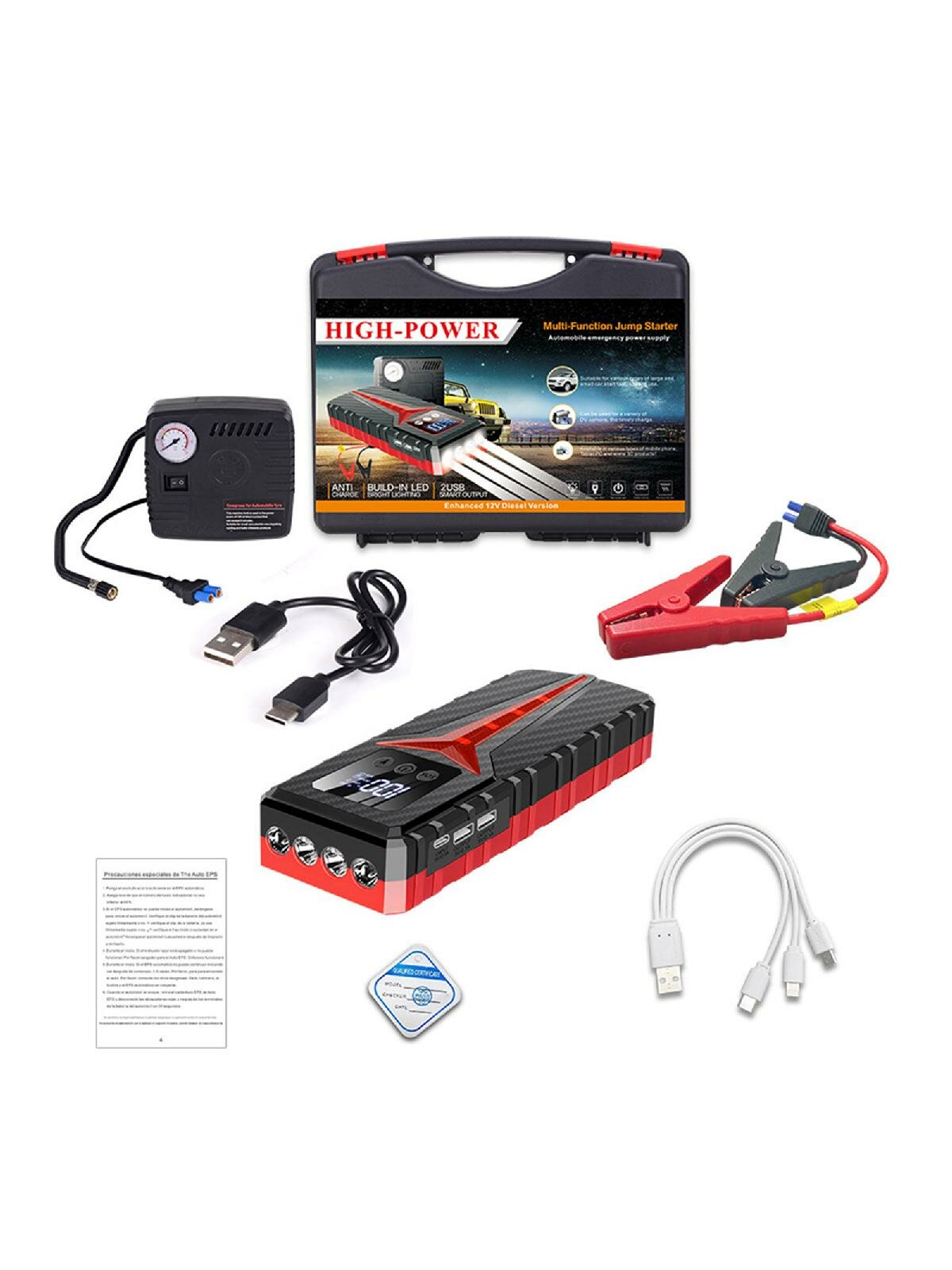 Портативный Автомобильный Блок Питания Jump Starter Car Booster Charger 12V Пусковое Устройство