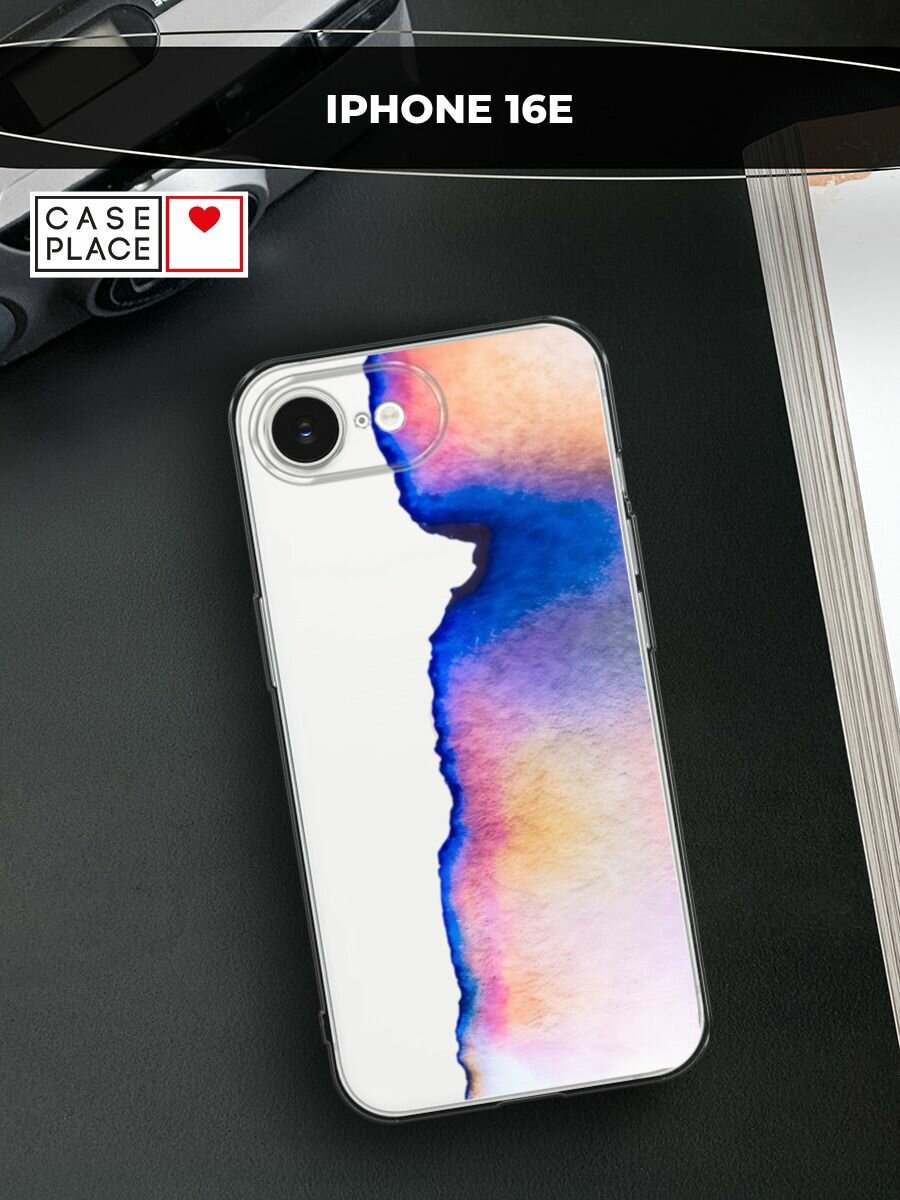 Чехол на Apple iPhone 16e/17e / Айфон 16е/17e с принтом Синяя акварель, прозрачный
