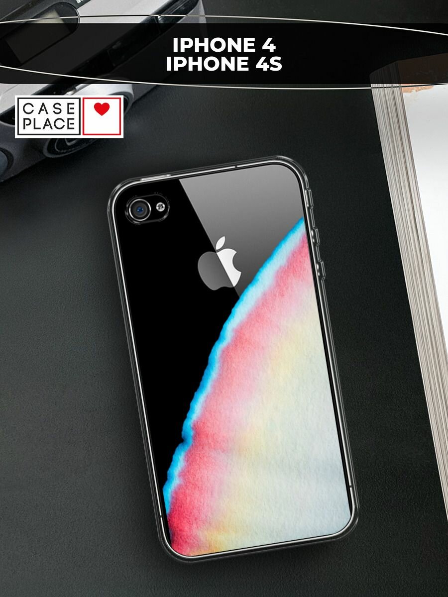 Чехол на Apple iPhone 4/4S / Айфон 4/4S с принтом Слияние красок, прозрачный