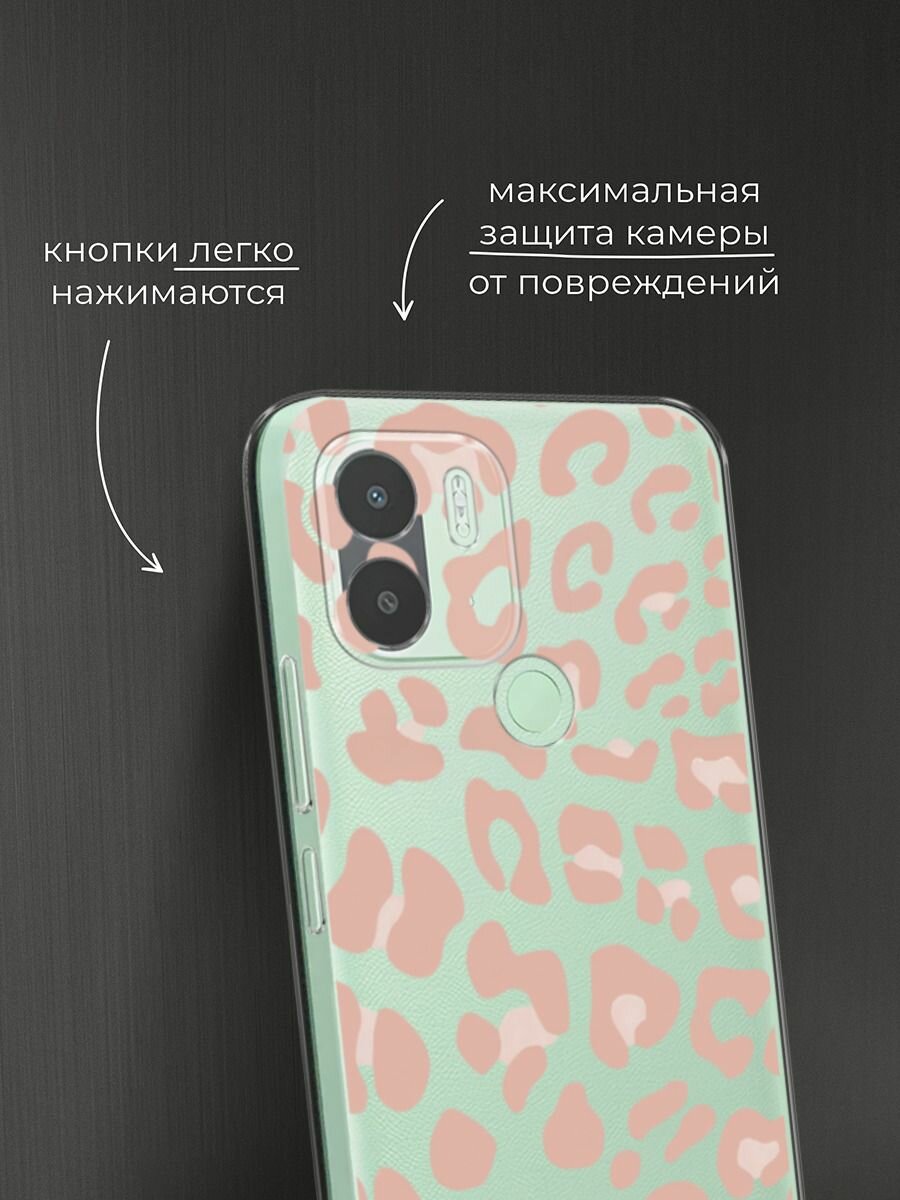 Чехол на Xiaomi Redmi A1+/Redmi A2+/Poco C51/C50 / Редми A1+ с принтом Паттерн бежевый леопард, прозрачный — фото 1