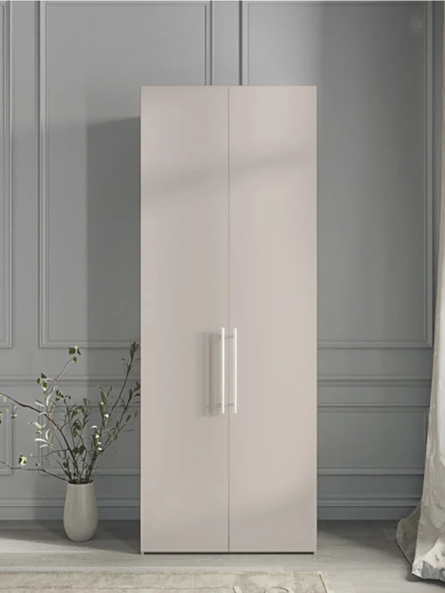 Casa Mia 60х220х50 см. Шкаф для одежды распашной 2-дверный с полками и штангой, кашемир, ручка рейлинг 320 мм