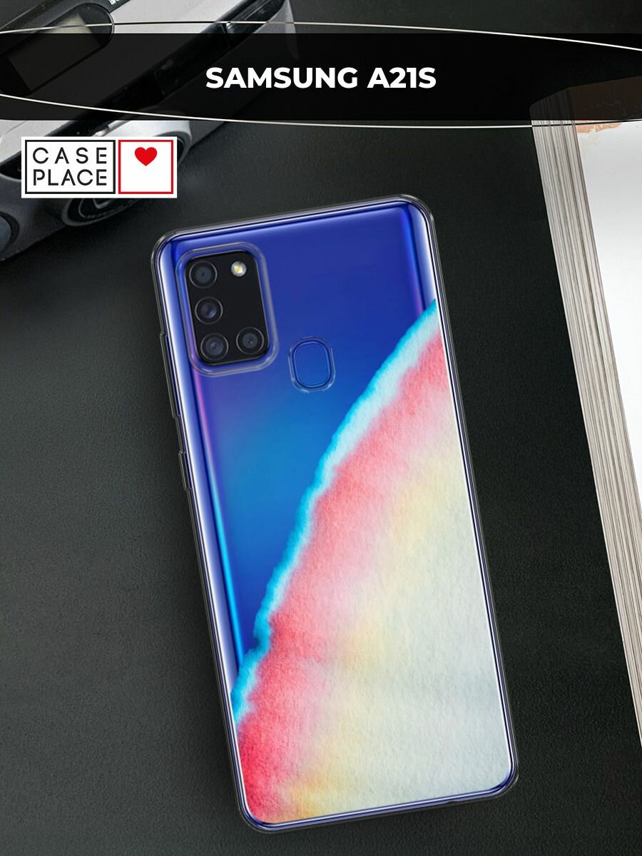 Чехол на Samsung Galaxy A21s / Самсунг Галакси A21s с принтом Слияние красок, прозрачный