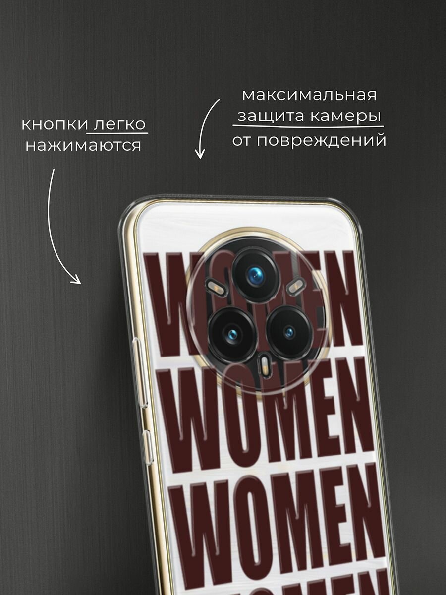 Чехол на Realme 14 Pro+ / Реалми 14 Про+ с принтом Woman burgundy — фото 1