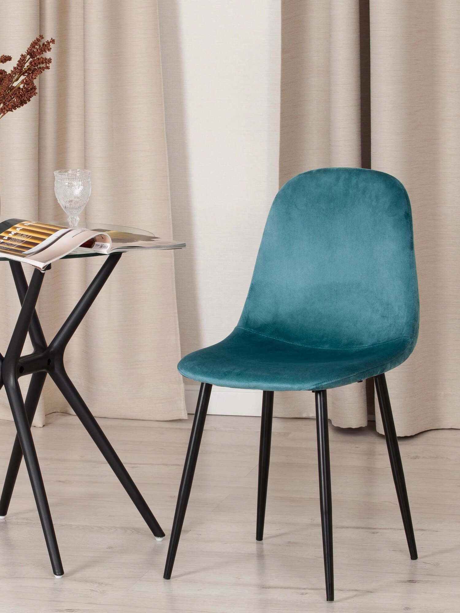 Стул кухонный TetChair, 1 шт, тёмно‑бирюзовый/чёрный