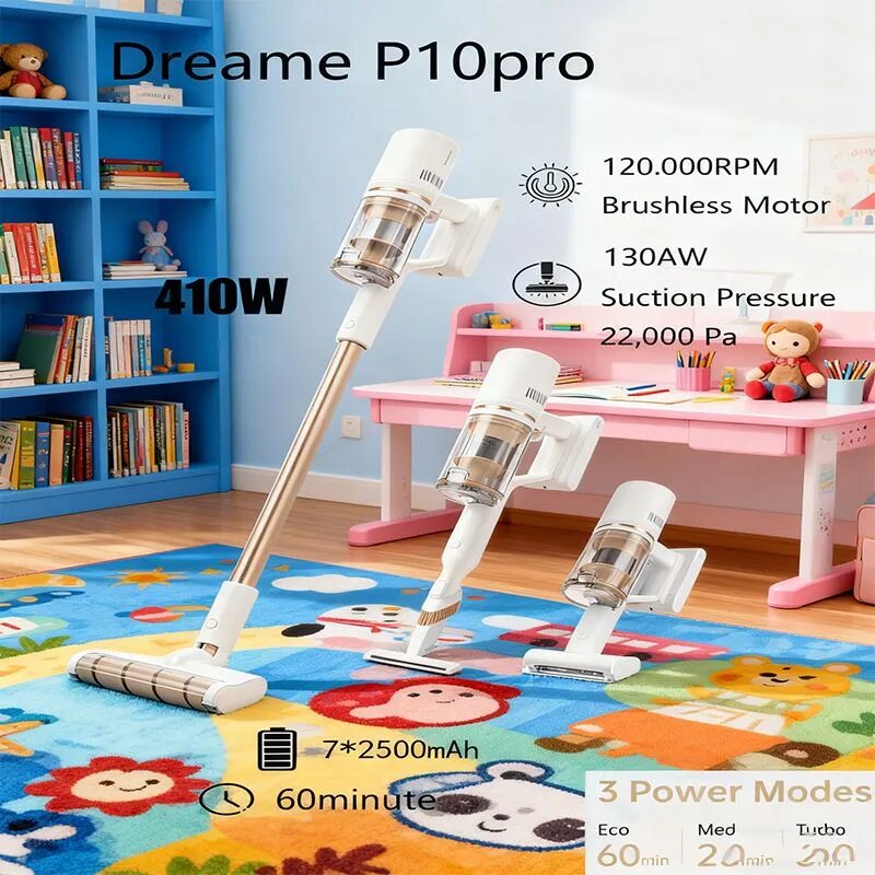 Dreame P10PRO Беспроводной пылесос для дома, 410W, 130AW, 60 минут работы