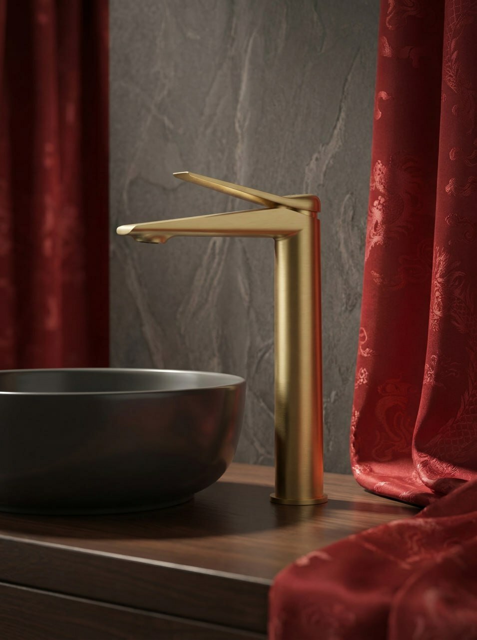 Смеситель для раковины высокий ESKO SHA25Gold латунный золотой