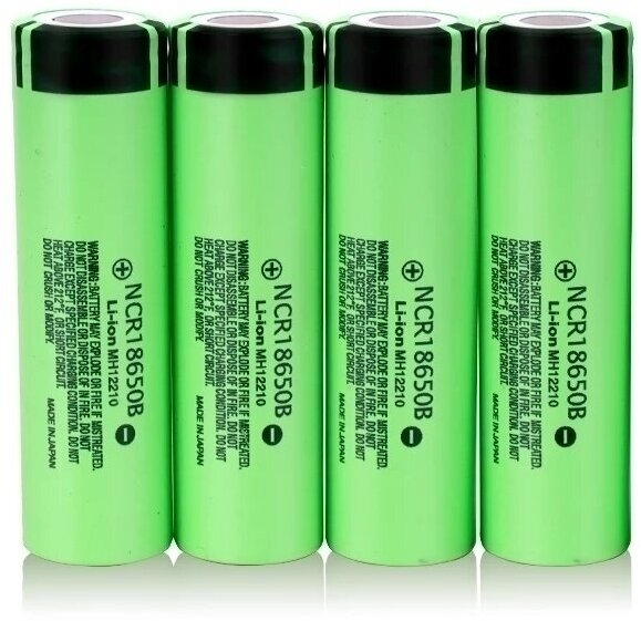 Аккумулятор 18650 Li-ion Panasonic NCR18650B 3400 mAh плоский на плюсе 4 шт