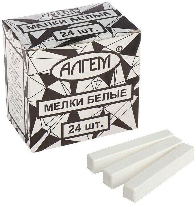 Алгем Мелки белые «алгем», в наборе 24 штуки, квадратные