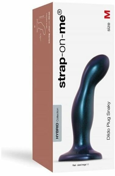 Темно-синяя насадка Strap-On-Me Dildo Plug Snaky size M Strap